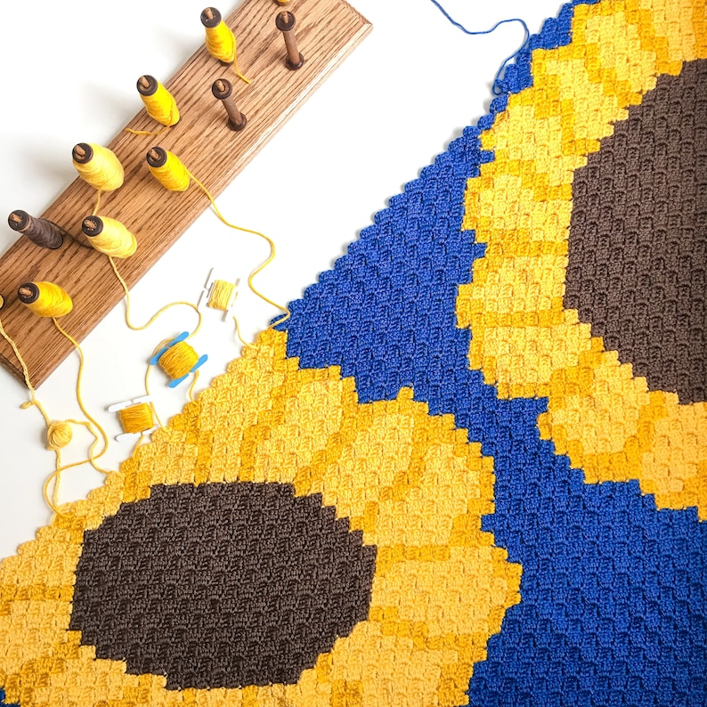 Crochet Sunflower C2C Blanket Graphgan Pattern, Crochet Sunflower C2c ...