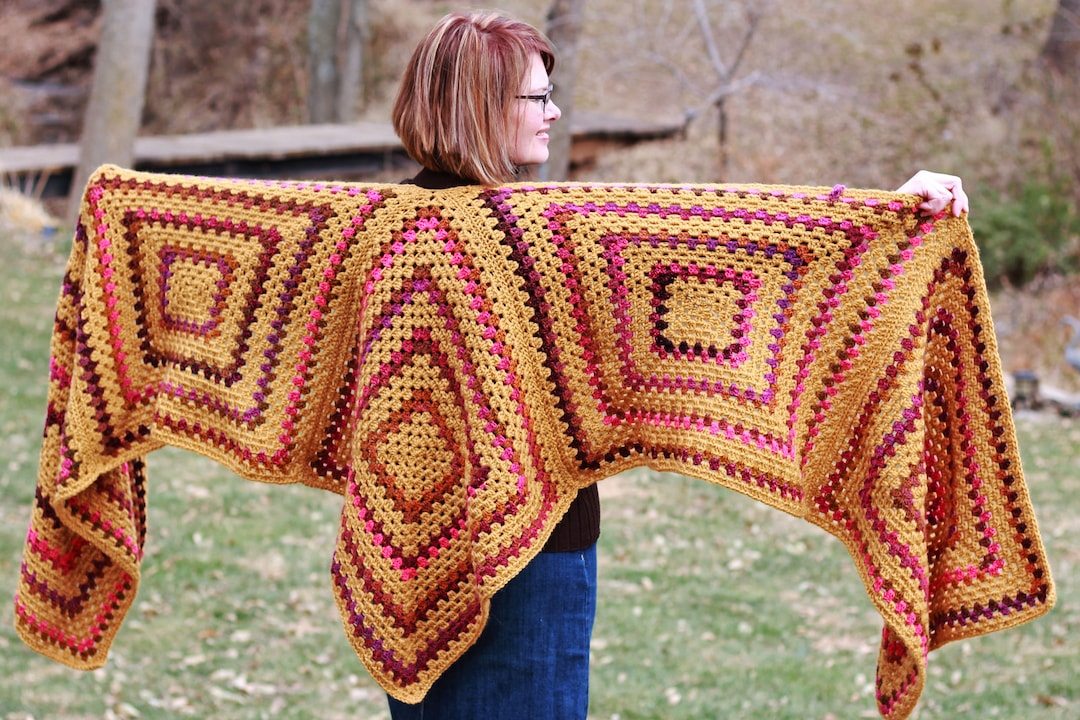 Crochet Pattern Ruana Wrap Pattern, Crochet Granny Square Ruana ...