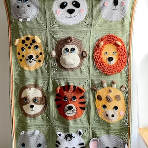 Animal Granny Square Crochet Blanket Pattern: Jungle Theme (PDF Pattern ...