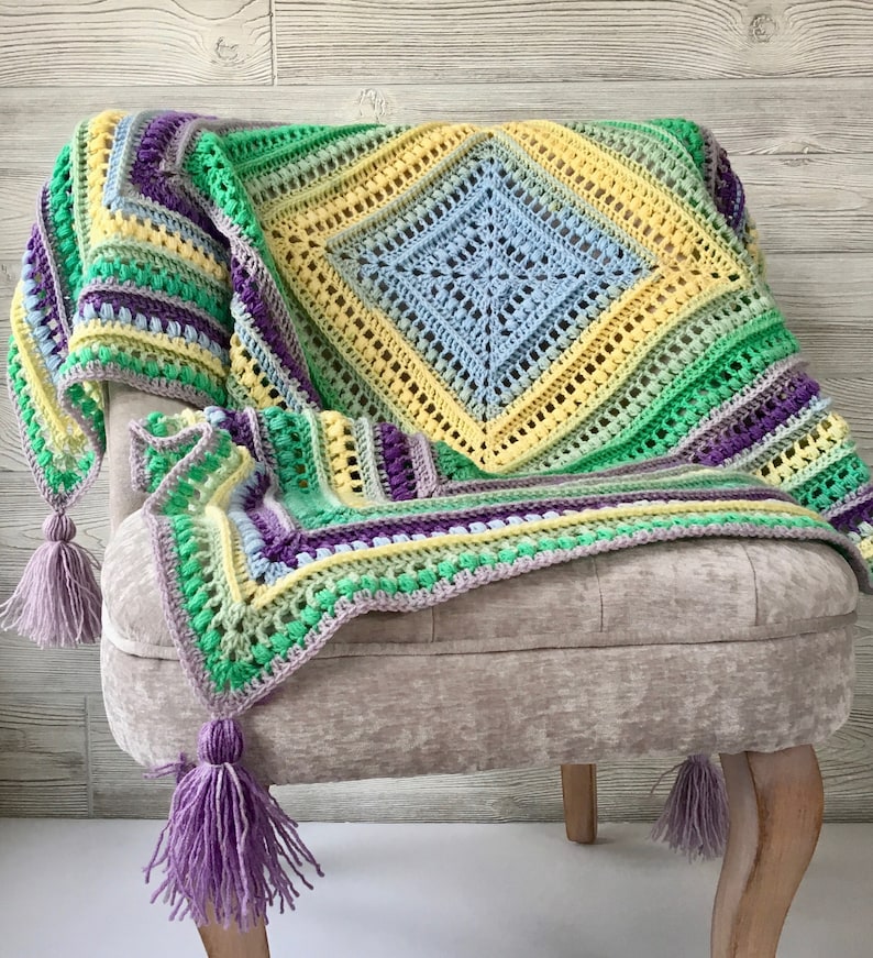 Crochet Pattern Modern Puff Stitch Blanket Pattern PDF - Etsy