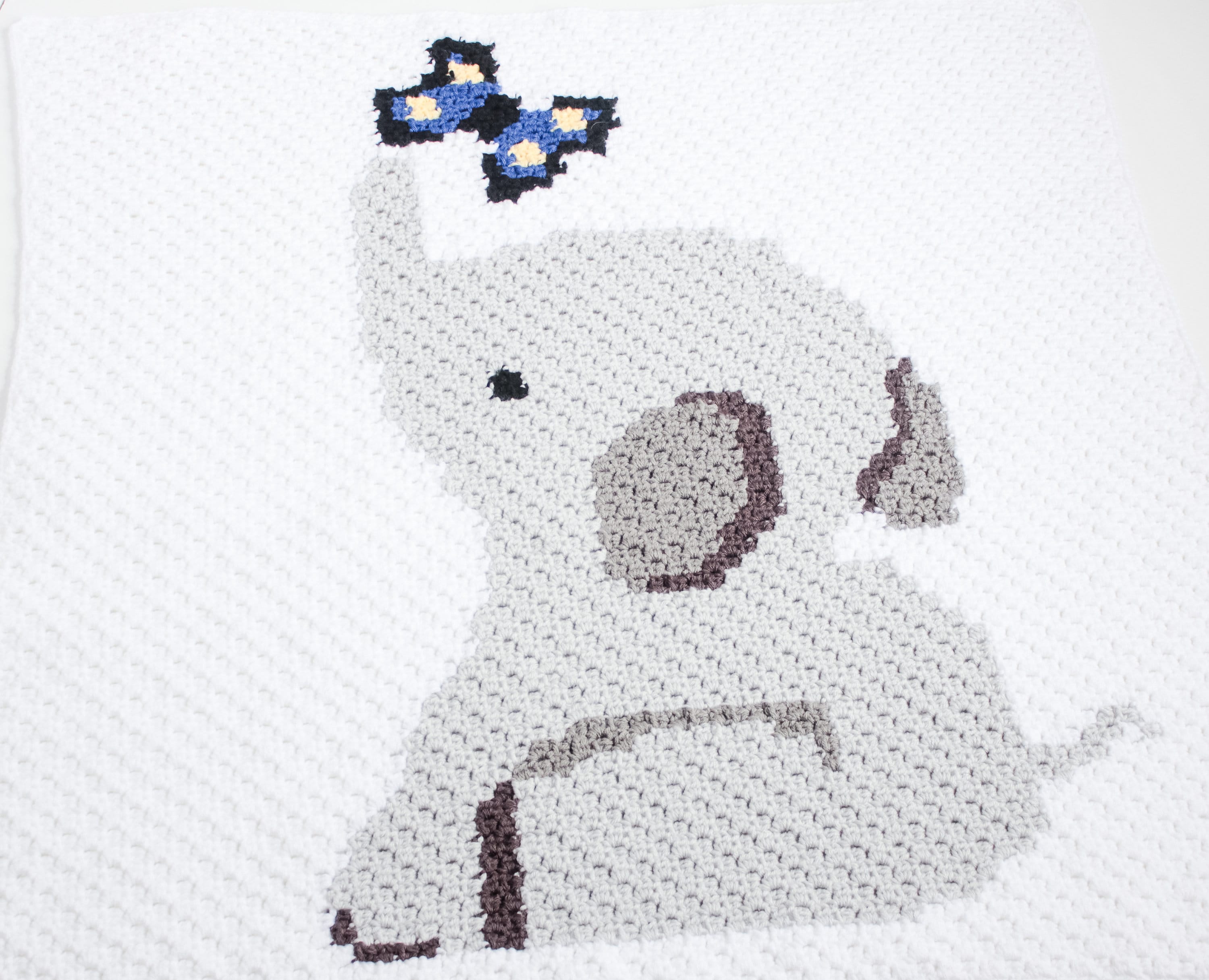 Crochet Elephant and Butterfly C2C Graph Blanket Pattern, Elephant Baby ...