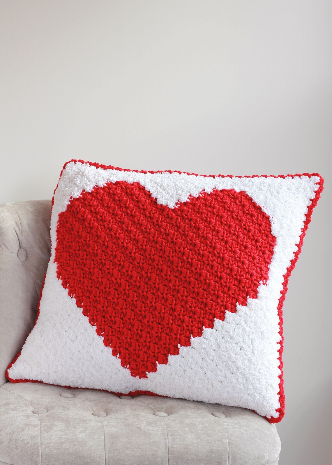 Crochet Heart C2C Graph Pillow Pattern, Valentines Day Heart Crochet ...