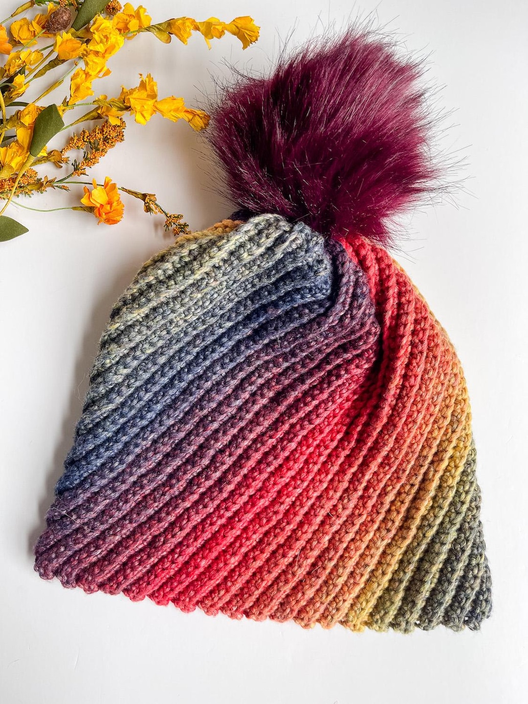 Crochet Ribbed Swirl Slouchy Beanie Hat Pattern (PDF Pattern) - Etsy