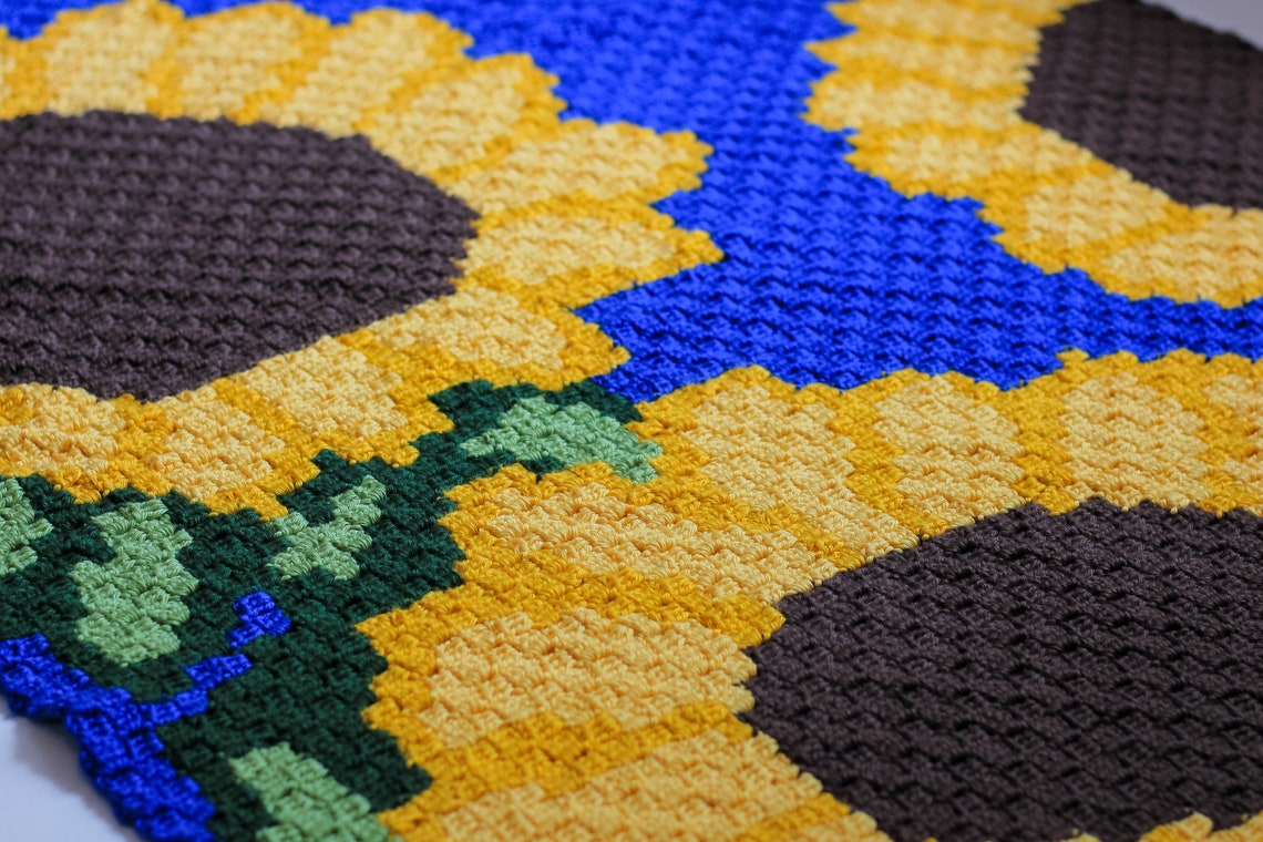 Crochet Sunflower C2C Blanket Graphgan Pattern, Crochet Sunflower C2c ...