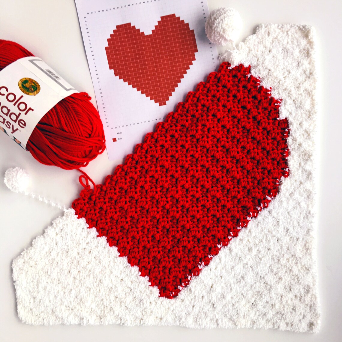 Crochet Heart C2C Graph Pillow Pattern, Valentines Day Heart Crochet ...