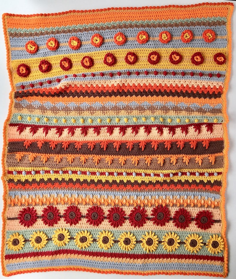 Crochet Fall Blanket Pattern: Autumn Stitch Sampler Throw (PDF Pattern ...