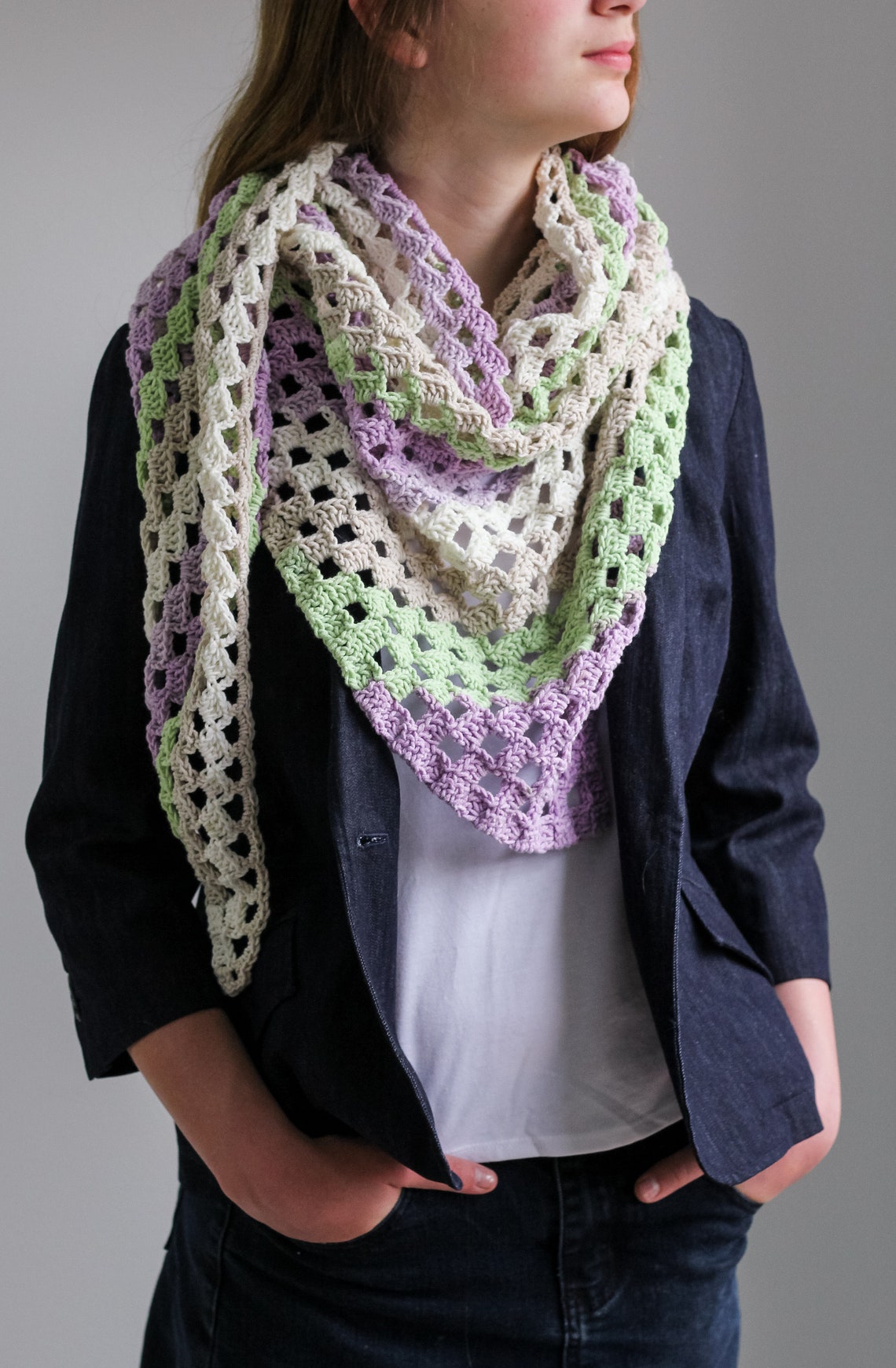 Beginner Lacy Triangle C2C Crochet Stitch Scarf Pattern, Unique Corner ...