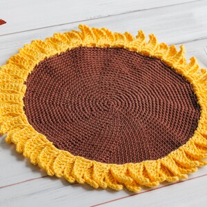 Crochet Sunflower Placemat Pattern, Sunflower Rustic Dining Placemat ...