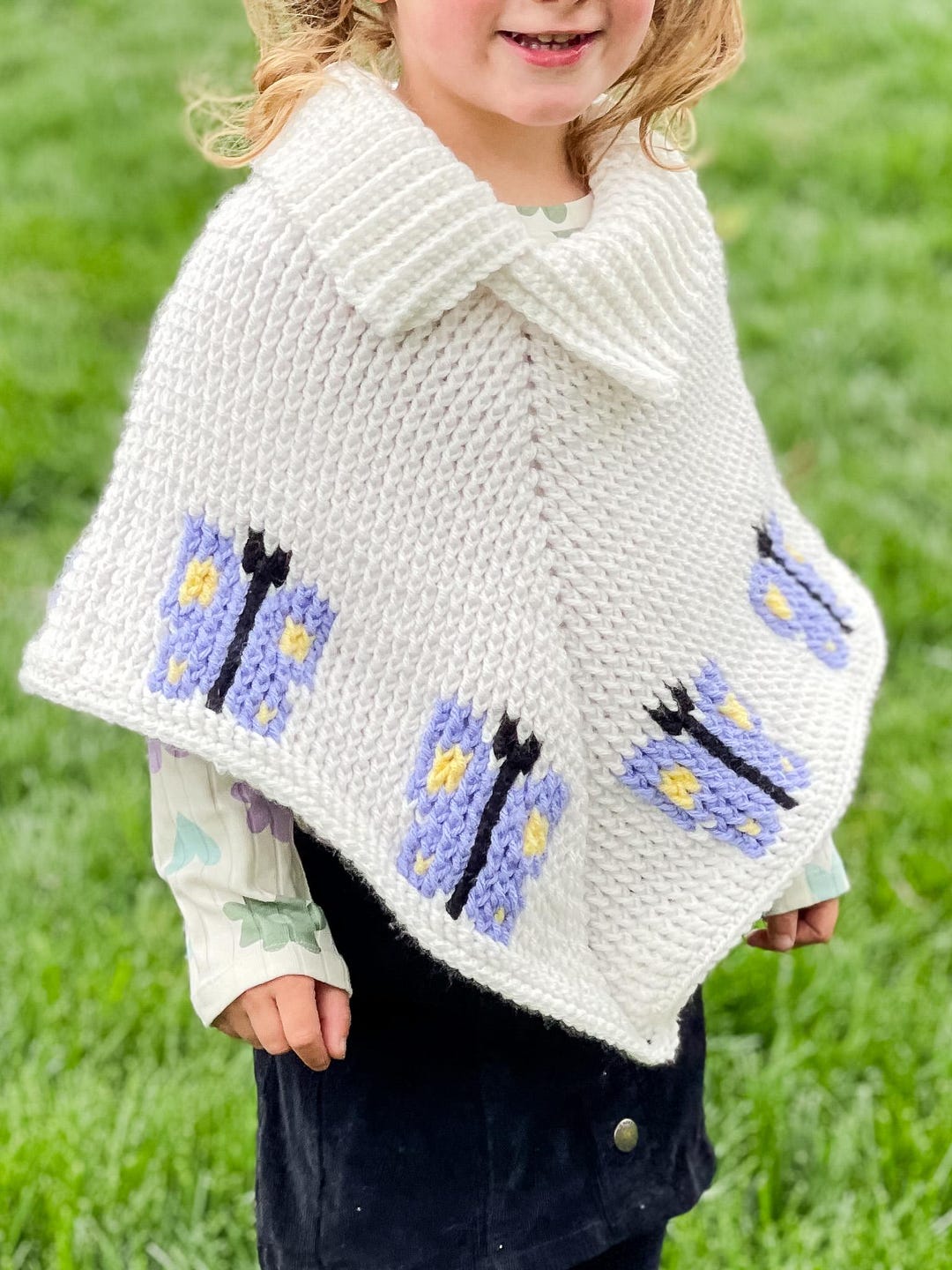 Crochet Childs Poncho Pattern, Butterfly Poncho Crochet Pattern ...