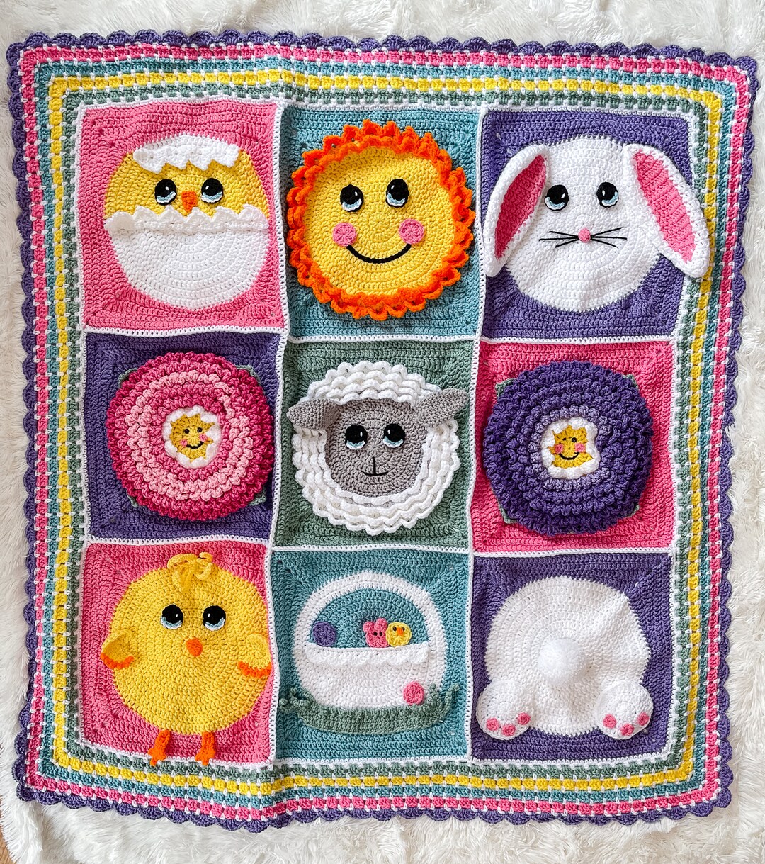 Easter Spring Granny Square Crochet Blanket Pattern, 8 Easter Themed ...
