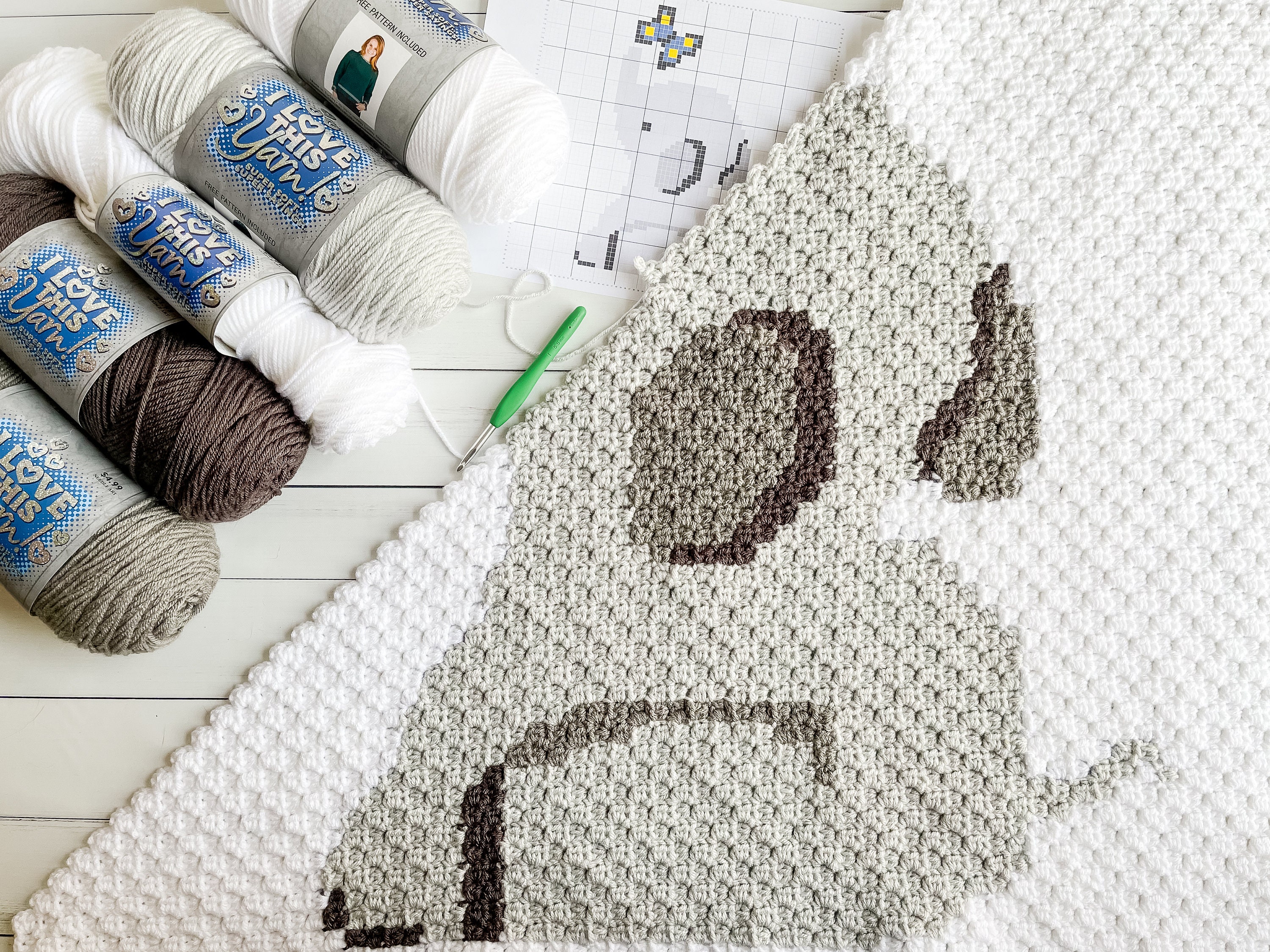 Crochet Elephant and Butterfly C2C Graph Blanket Pattern, Elephant Baby ...