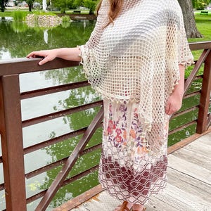Crochet Pattern Mesh Cover up Poncho Wrap Pattern, Crochet Lacy Poncho ...