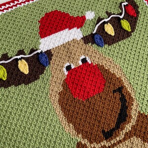 Crochet Christmas Moose C2C Graph Blanket Pattern, Merry Christmas ...