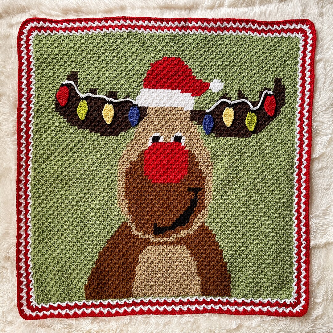 Crochet Christmas Moose C2C Graph Blanket Pattern, Merry Christmas ...