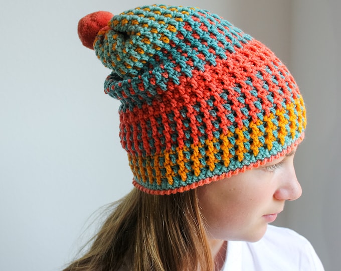 Crochet Modern Hat Pattern With Woven Look PDF, Crochet Hat Pattern ...