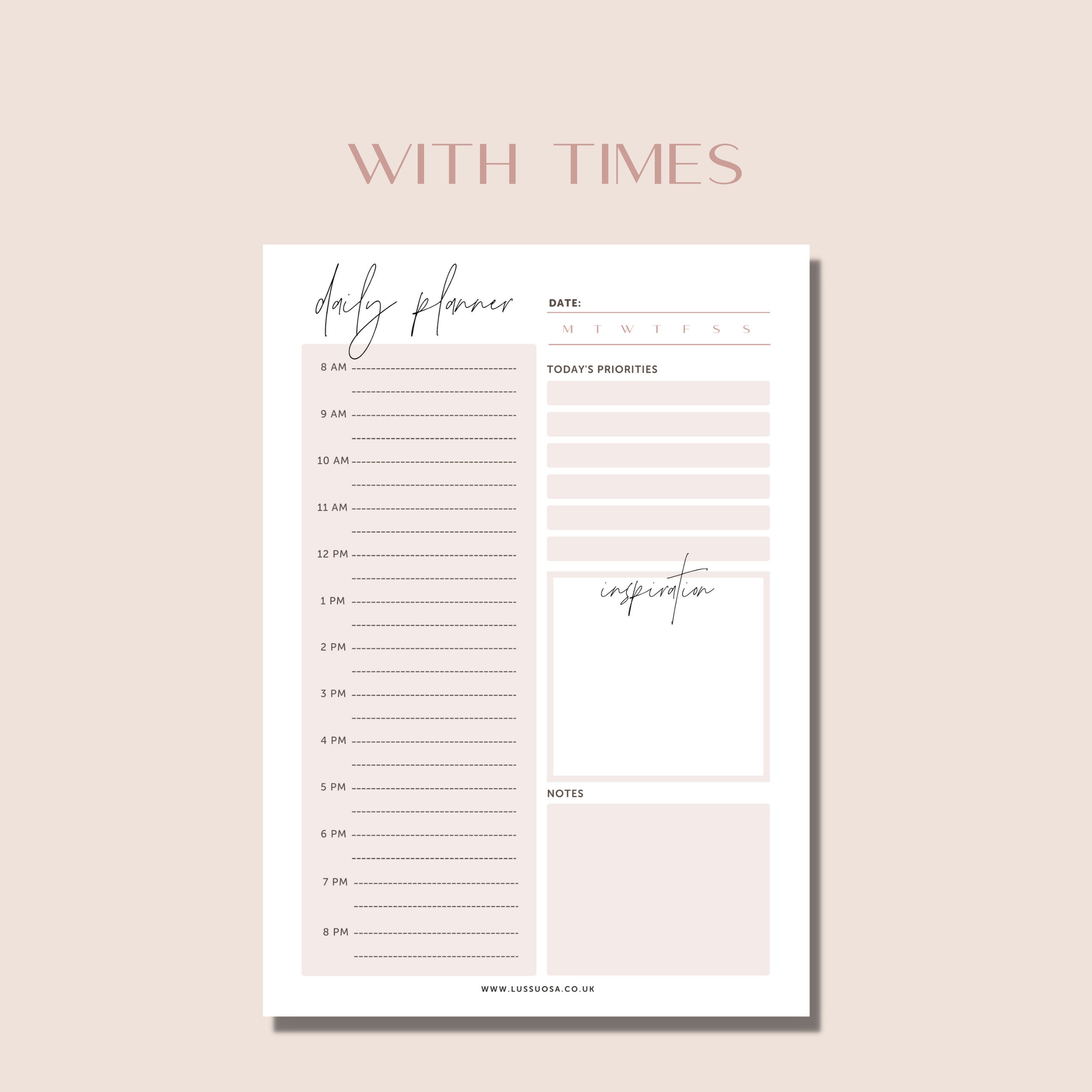 Printable A5 Daily Planner Inserts Undated A5 Planner Inserts ...