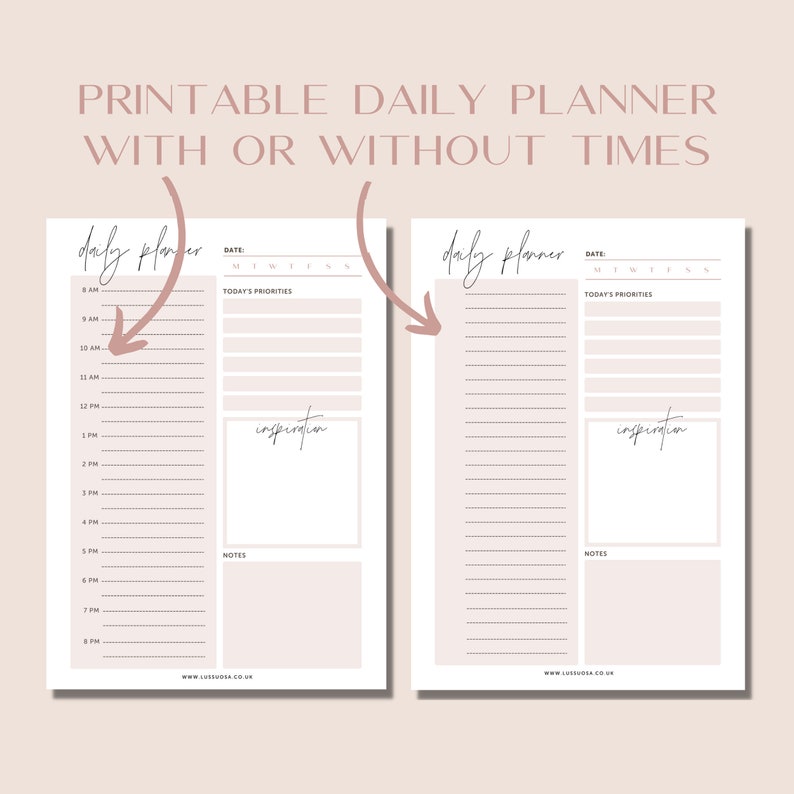 Printable A5 Daily Planner Inserts Undated A5 Planner Inserts ...