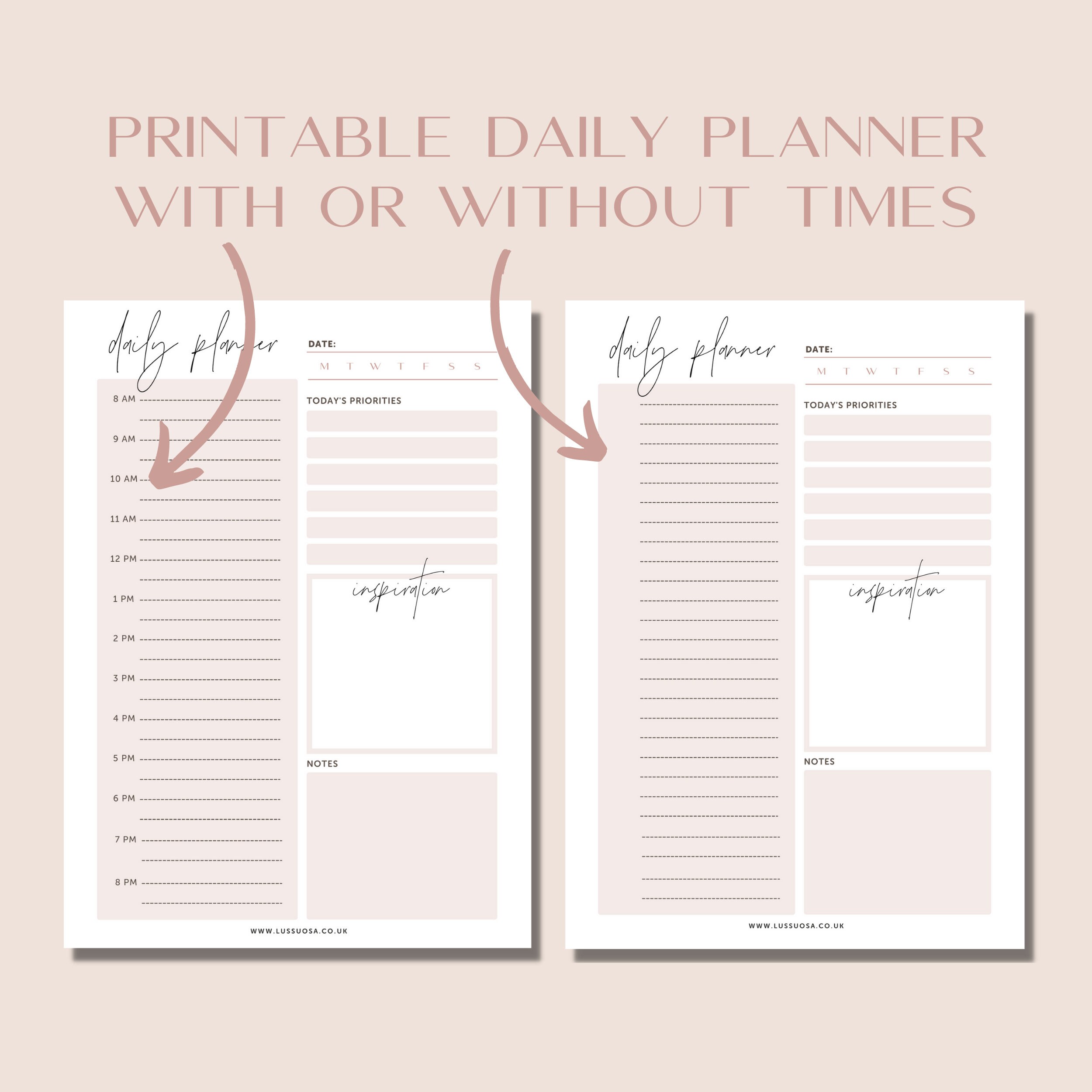 Printable A5 Daily Planner Inserts Undated A5 Planner Inserts ...