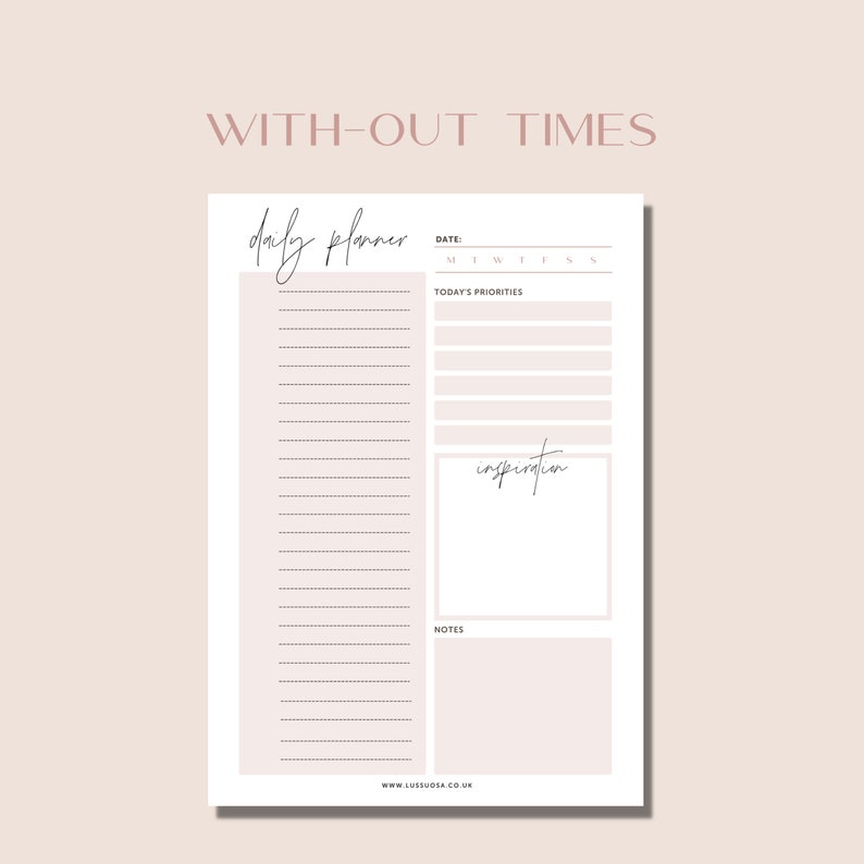 Printable A5 Daily Planner Inserts Undated A5 Planner Inserts ...