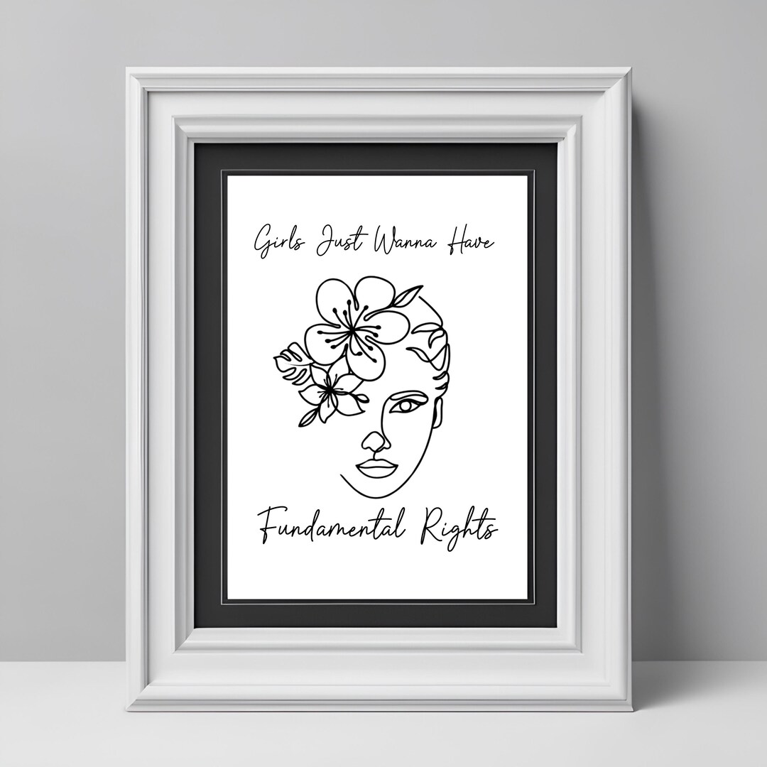 Feminist Art Print: Girls' Rights Minimalist Line Art (digital Download ...