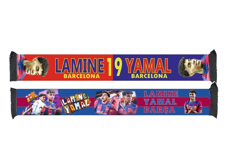 Scarf Lamine Yamal Footballer Fan Supporter 2 Sides Scarves Gift 100% ...