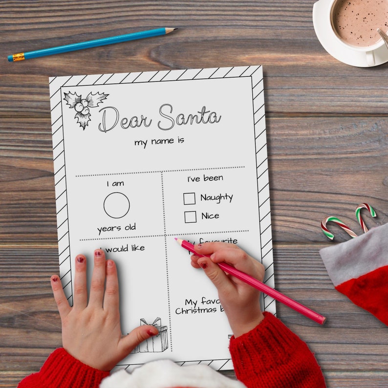 Letter to Santa, Printable Dear Santa Letter, Christmas Wishlist, Santa ...