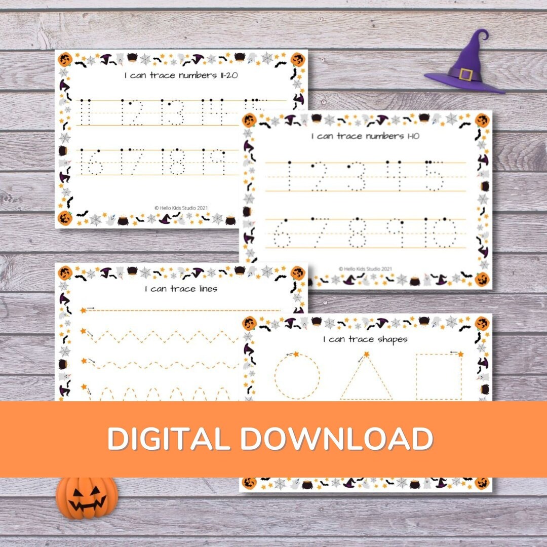 Halloween Worksheets Printable, Preschool Learning Mat, Fall Worksheets ...