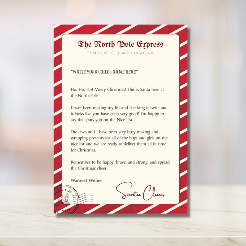 Instant Download Father Christmas Letter Nice List Certificate ...
