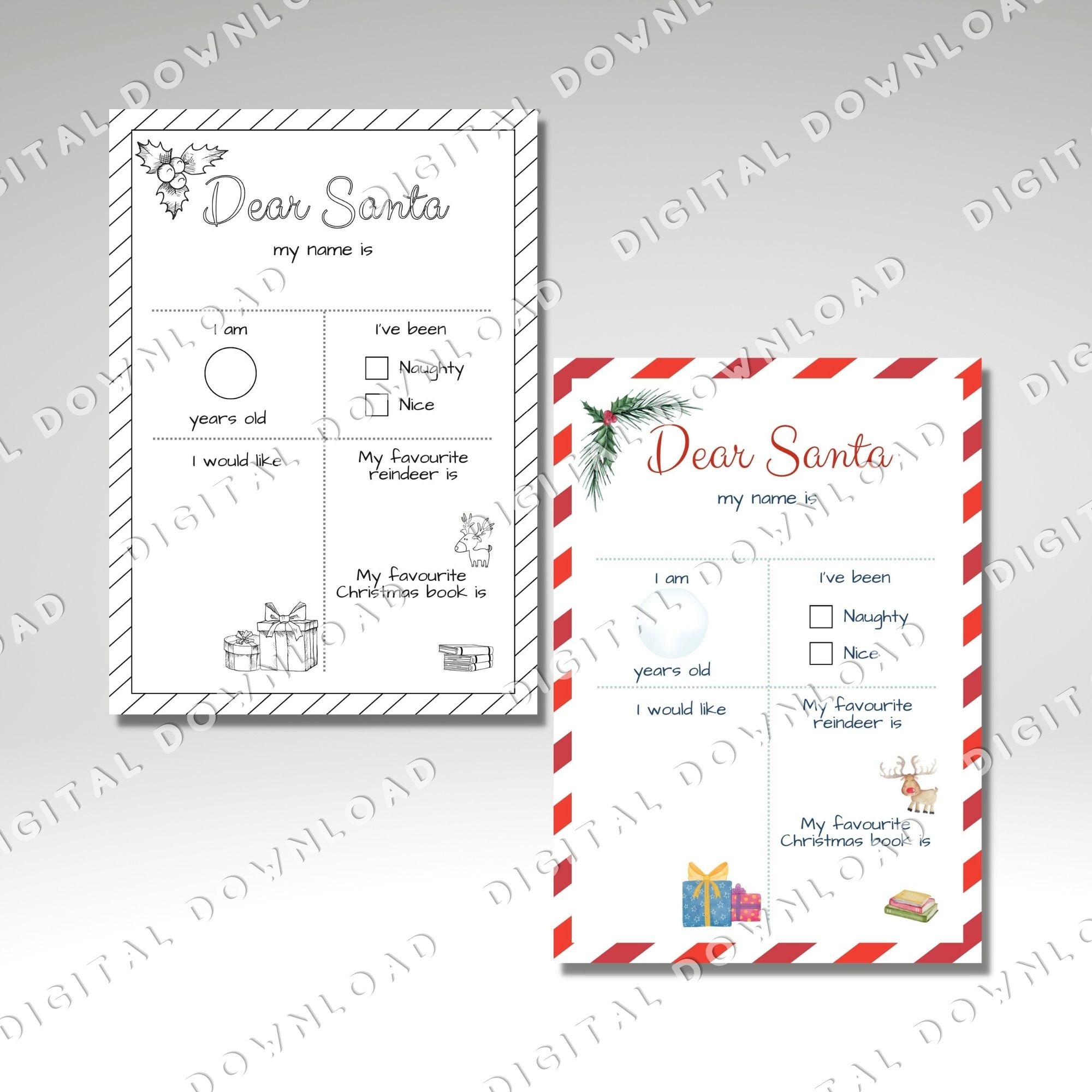 Letter to Santa, Printable Dear Santa Letter, Christmas Wishlist, Santa ...