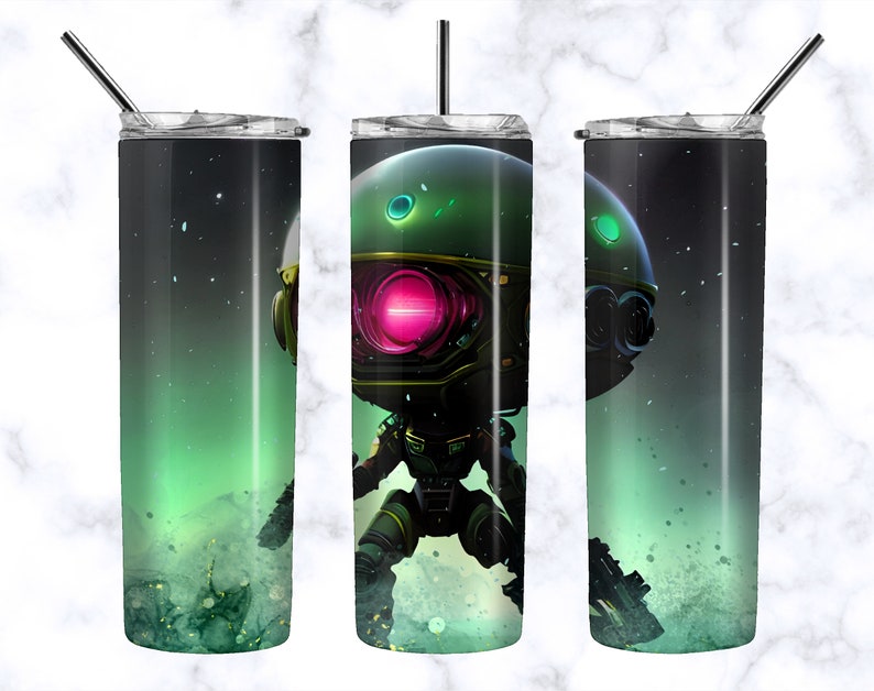 Alien Tumbler PNG Robotic Alien Alcohol Ink Sublimation - Etsy