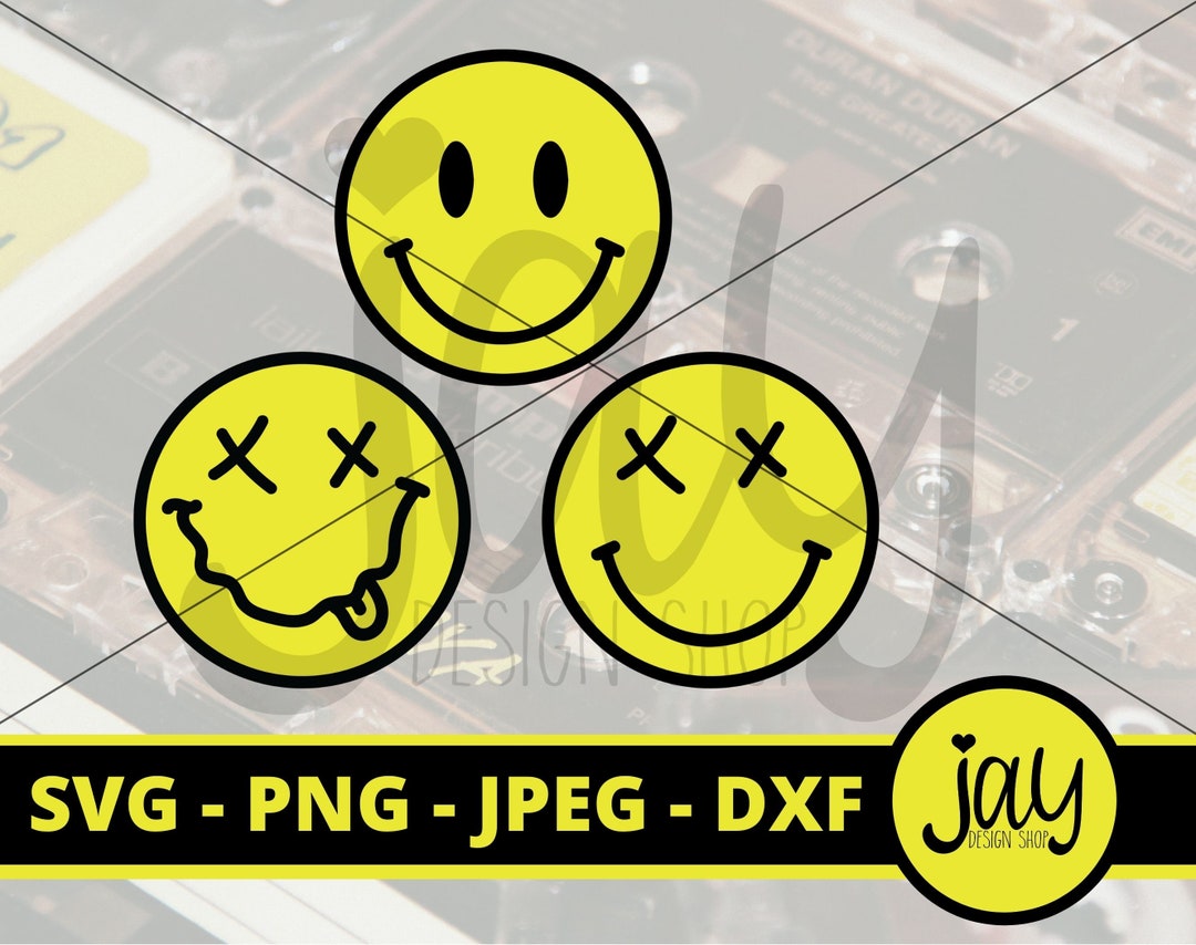 Smiley Face SVG - Smiley Bundle SVG - Happy Face Cut Files - 90s Smiley ...