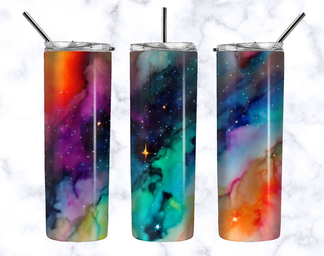 Nebula Tumbler Wrap, Rainbow Color Nebula Sublimation Design, Starry ...