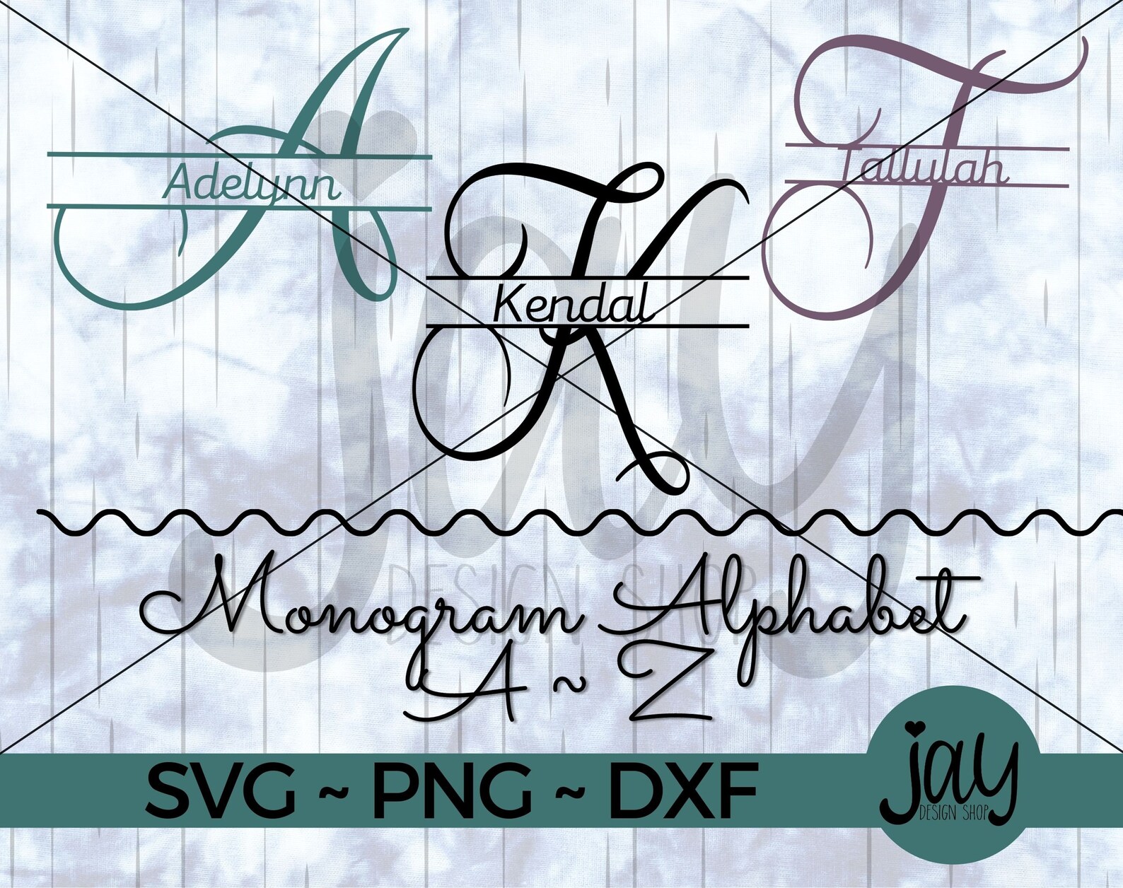 Split Monogram Alphabet SVG A Through Z Split Monogram - Etsy