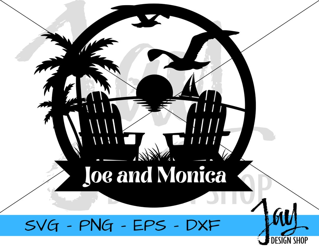 Beach Sunset Monogram SVG - CNC Plasma - Laser - Outdoor Monogram ...