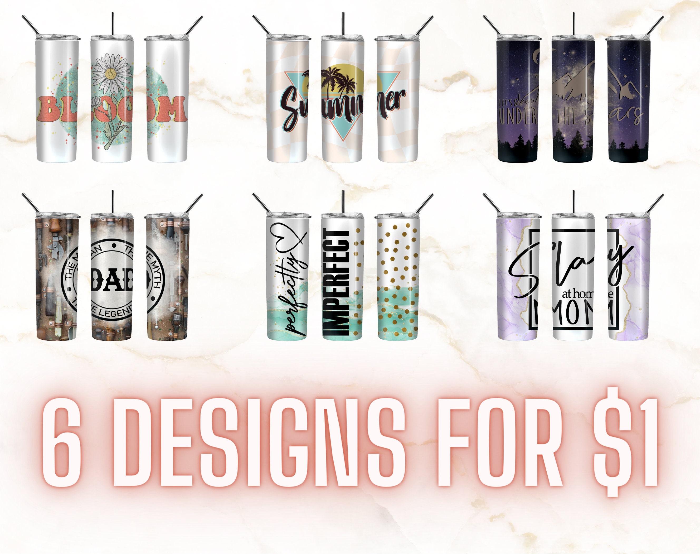 Tumbler Wrap Bundle, Variety of Different PNG Designs Available for ...