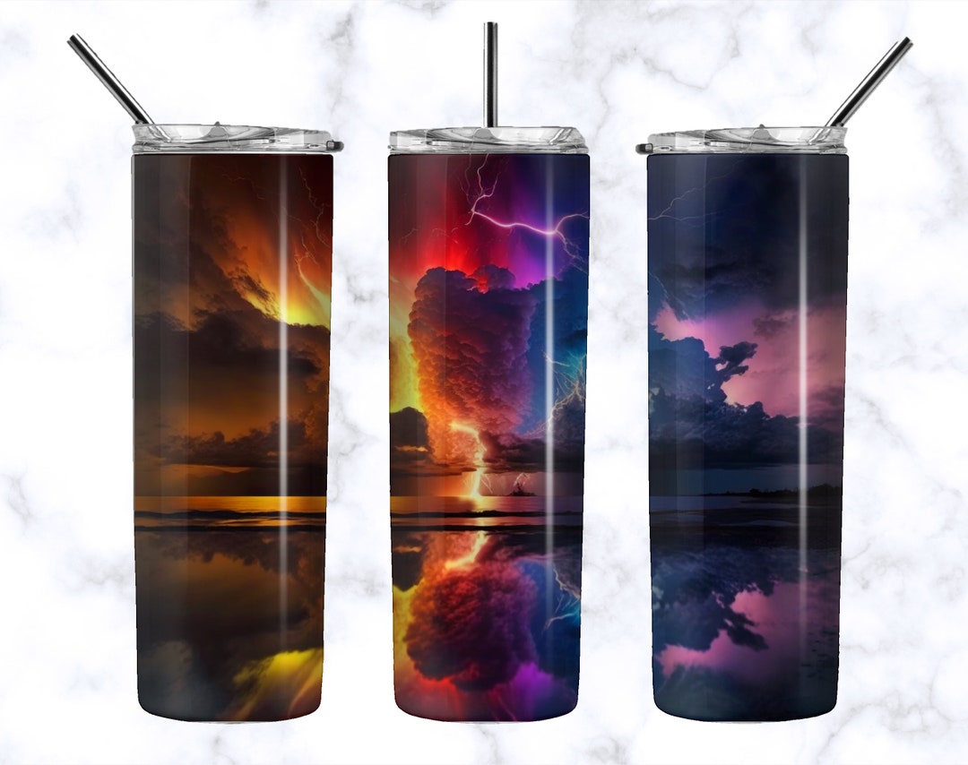 Thunderstorm Tumbler Wrap PNG - Lightning Sublimation Design for 20 Oz ...