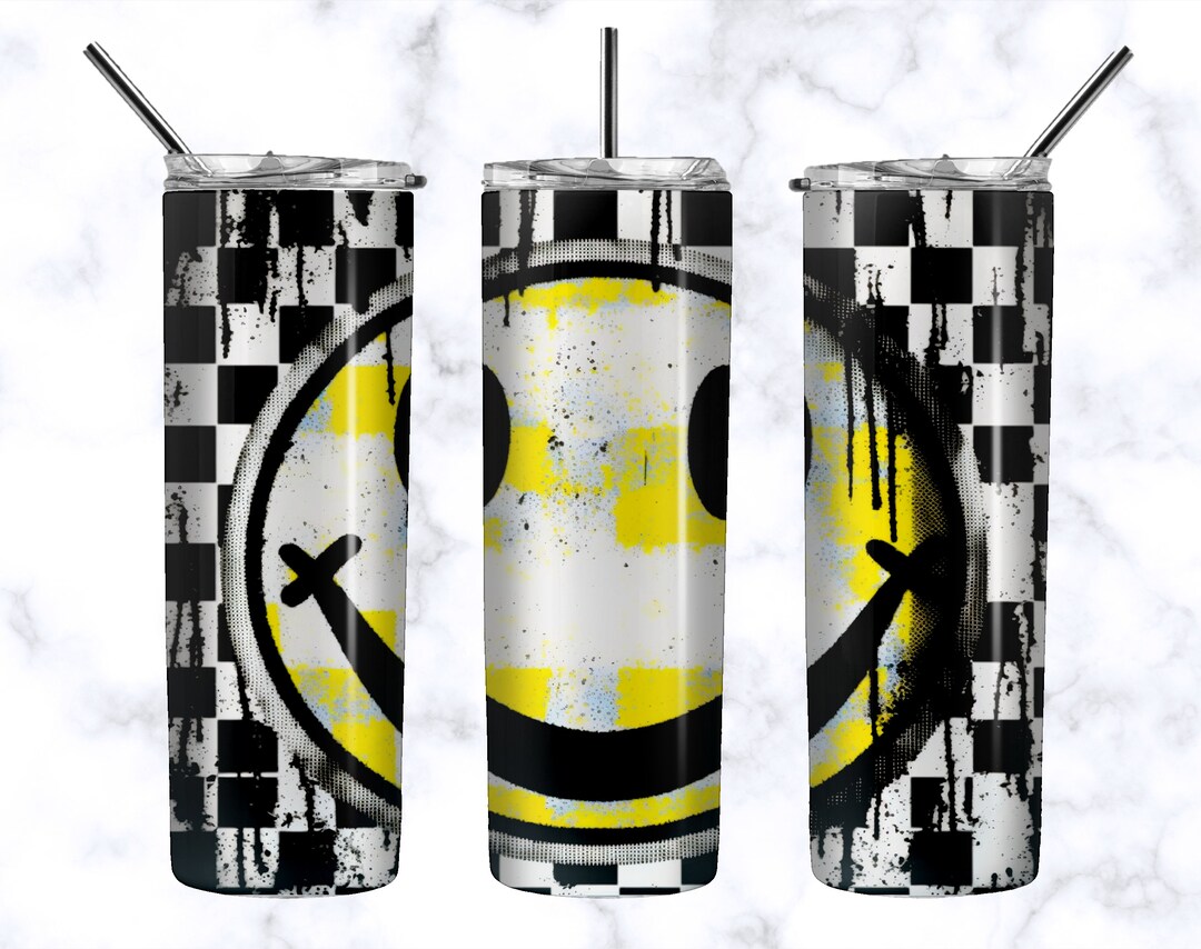 Distressed Smiley Tumbler Wrap - Smiley PNG Design - Retro 90s ...