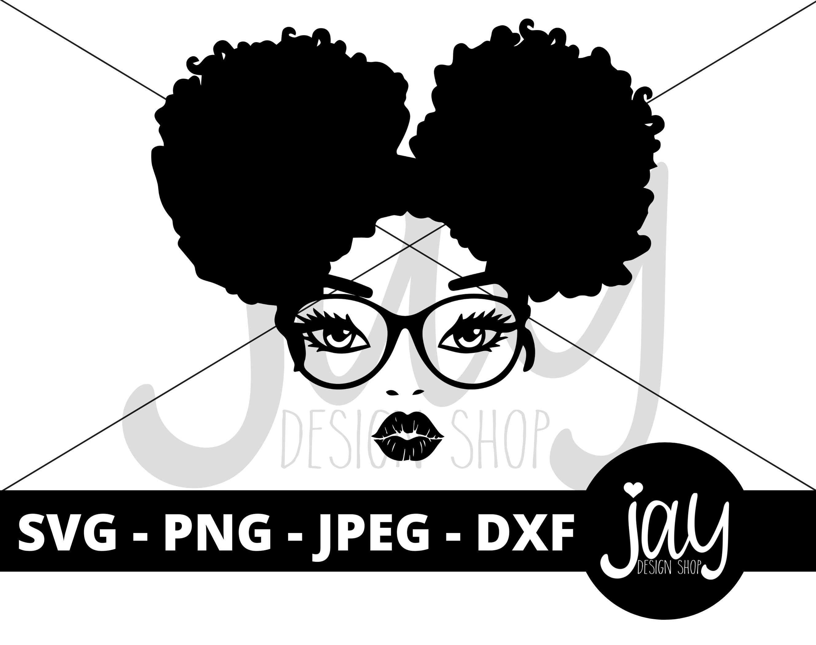 Afro Puff SVG Mom Life Cut Files Kiss Lips PNG Messy Bun | Etsy