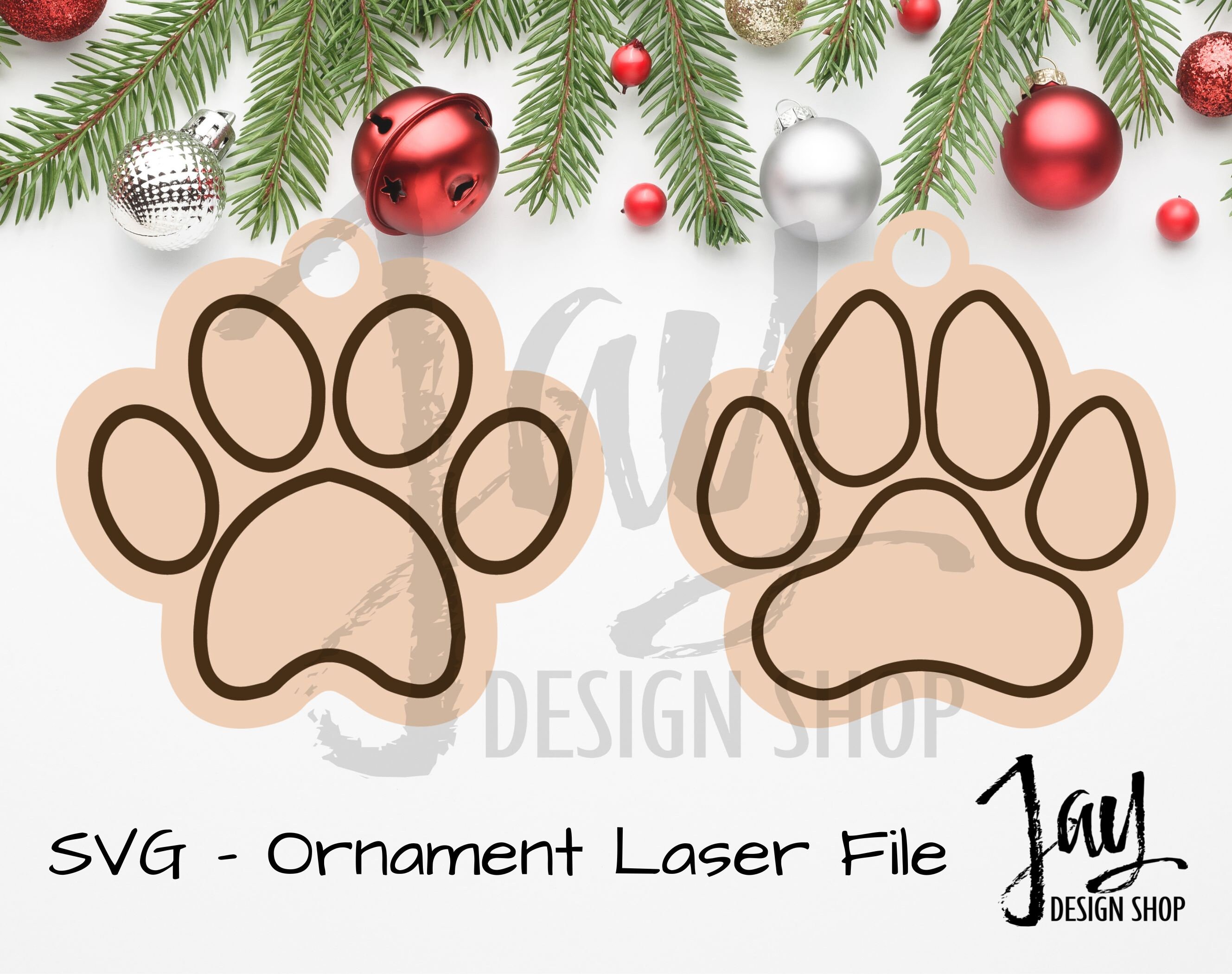 Paw Print Laser SVG Cut File Pet Christmas Ornament - Etsy
