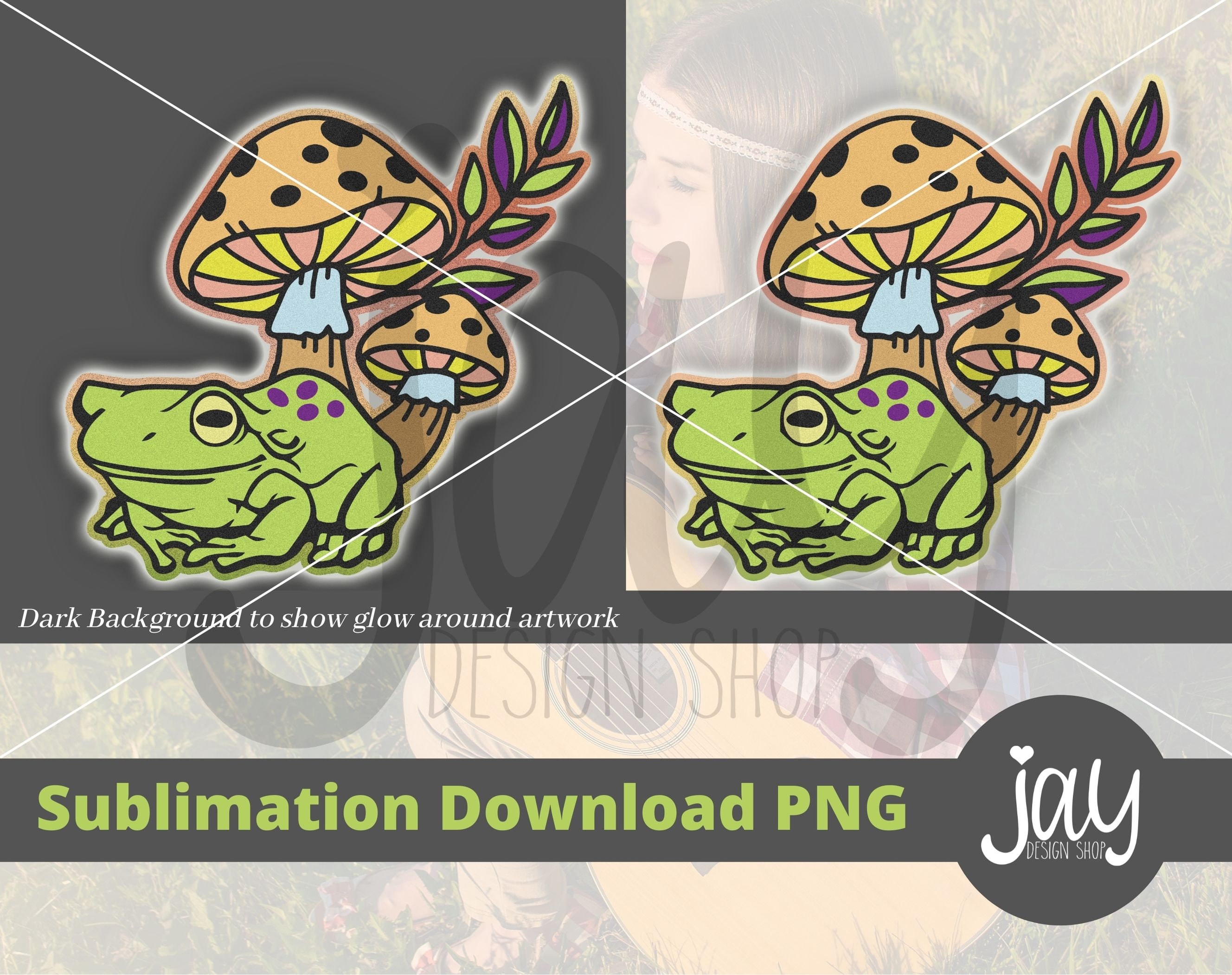 Mushroom Frog - Cottagecore PNG - Download Retro Design - Etsy