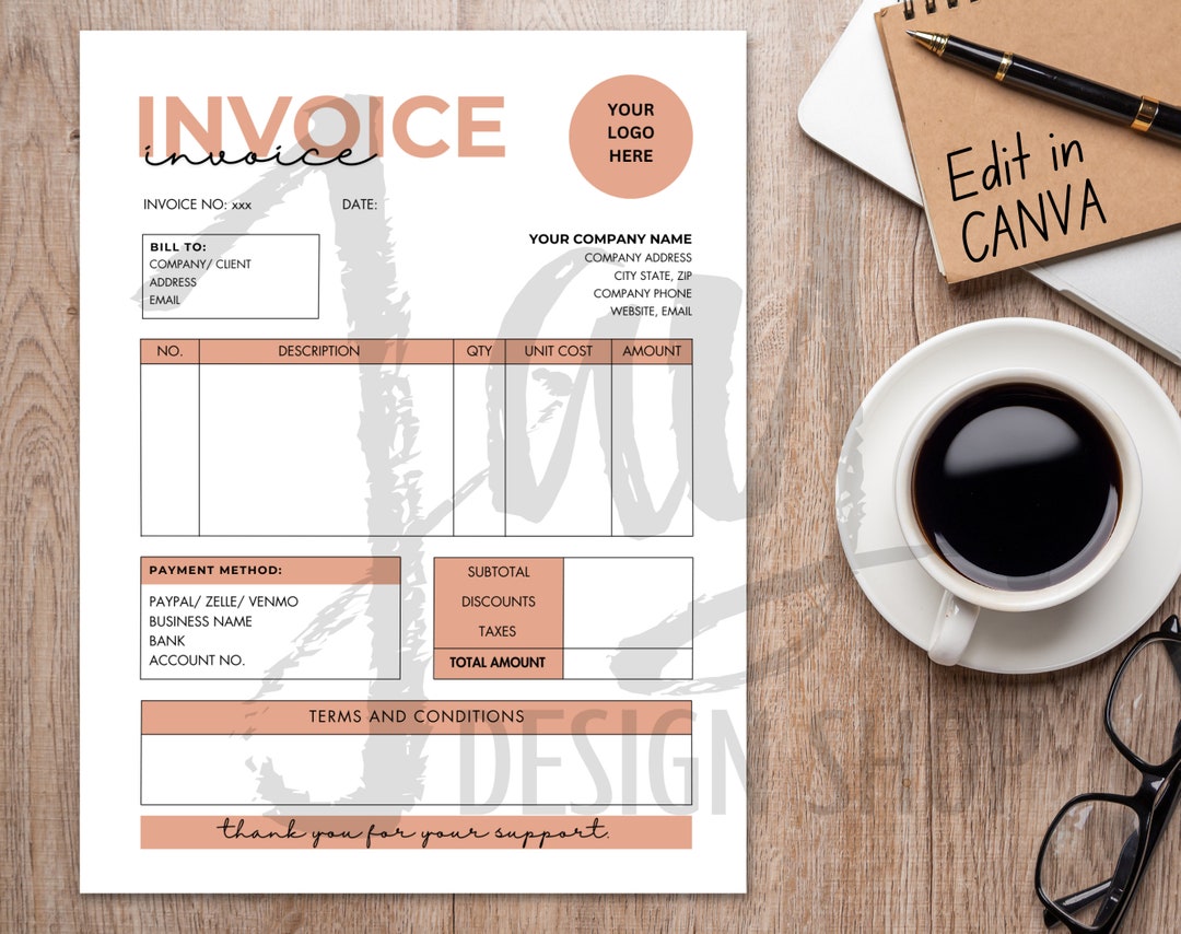 Customizable Invoice Template PDF, Invoice Template for Small Business ...