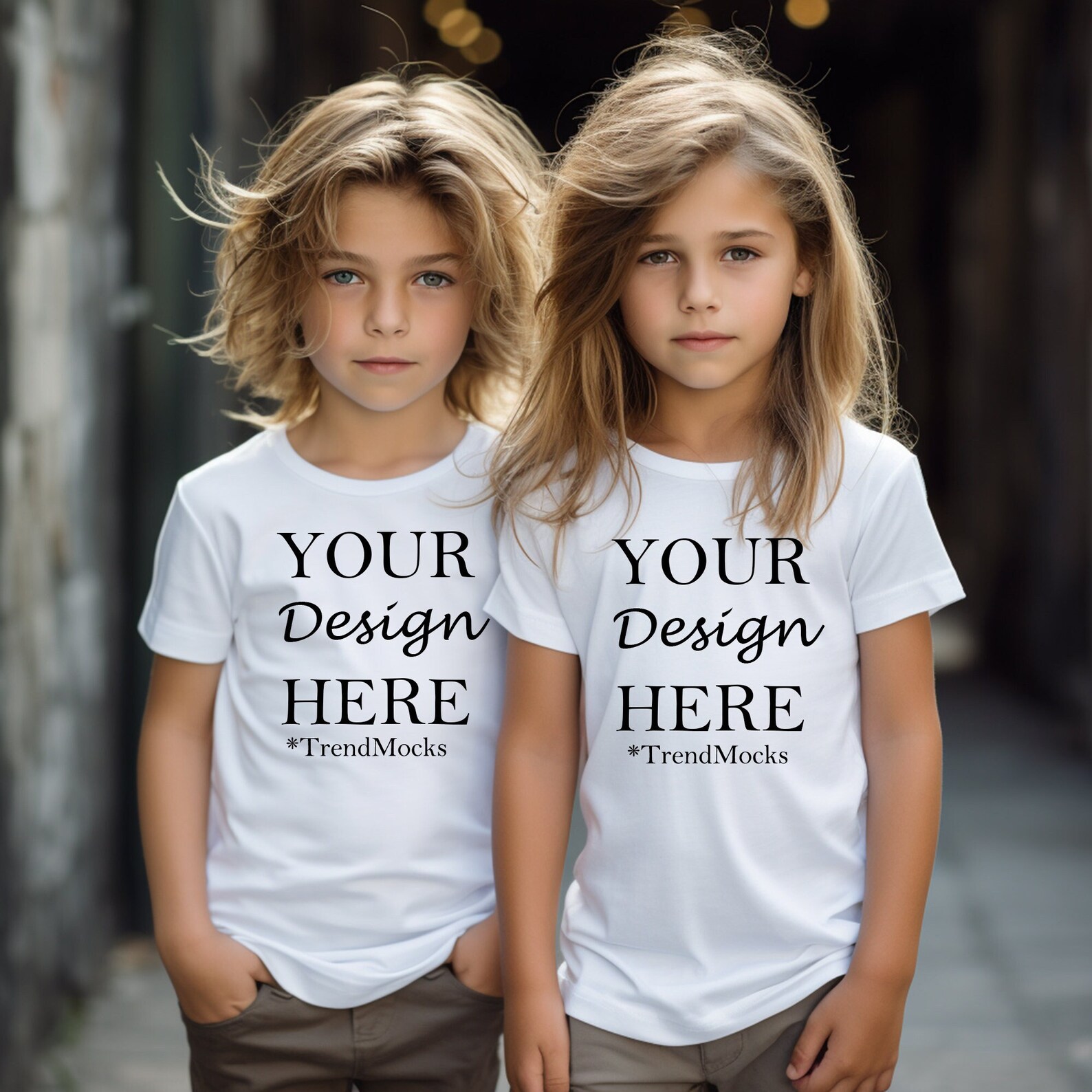 Siblings White Mockup Shirt Brother Sister 3001 Bella Trendy - Etsy
