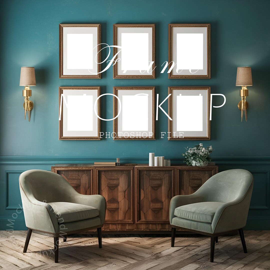 Photoshop Set of 6 6 Frame Gallery Wall Mockup, Vertical Frame Mockup ...