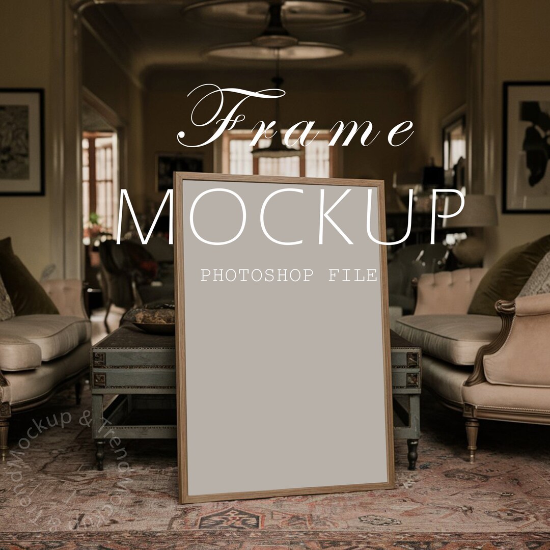 DIN A Leaning Single Frame Photoshop Mockup, Glass Frame Mockup Living ...