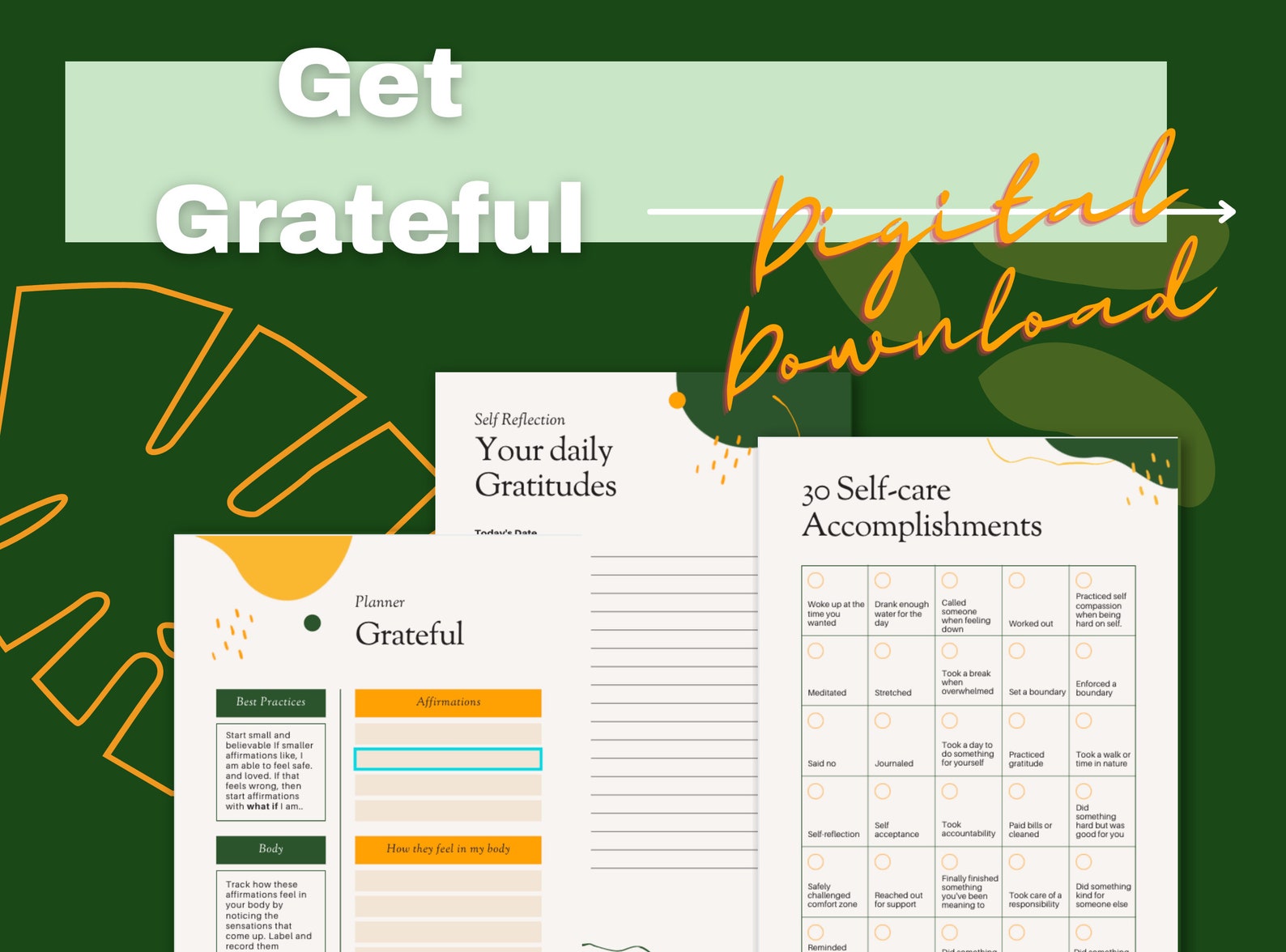 GRATITUDE JOURNAL PRINTABLE/ Self Care Planner/ Mental - Etsy