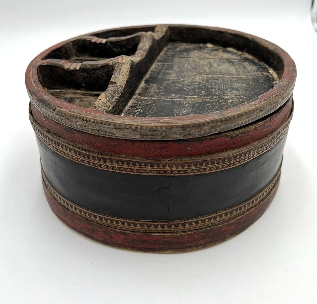 Antique Cambodian Lacquered Wood Spice/tobacco/betel/tool Container/box ... Antique Cambodian Lacquered Wood Spice/tobacco/betel/tool Container/box ...
