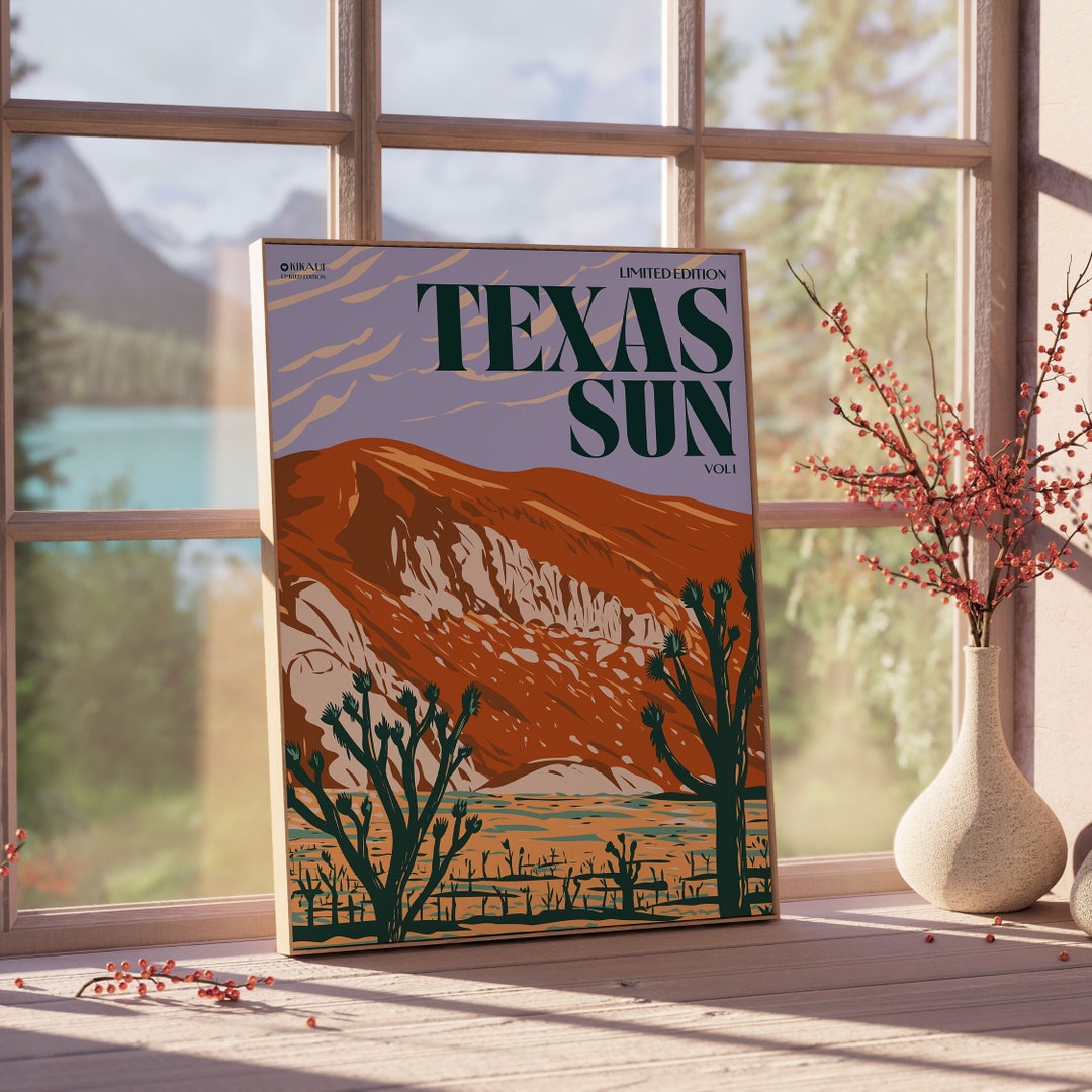 Texas Sun Desert Art Illustration Poster Print, Printable Poster, Bold ...