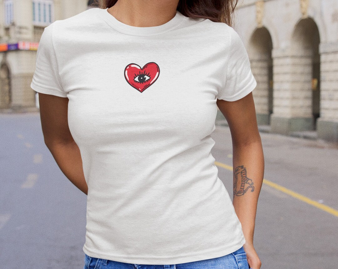 Third Eye Red Heart Mini Graphic Soft Cotton White Tee - Etsy