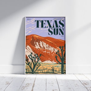 Texas Sun Desert Art Illustration Poster Print, Printable Poster, Bold ...