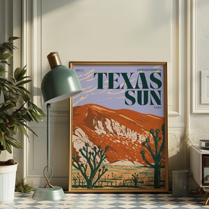 Texas Sun Desert Art Illustration Poster Print, Bold & Colourful ...
